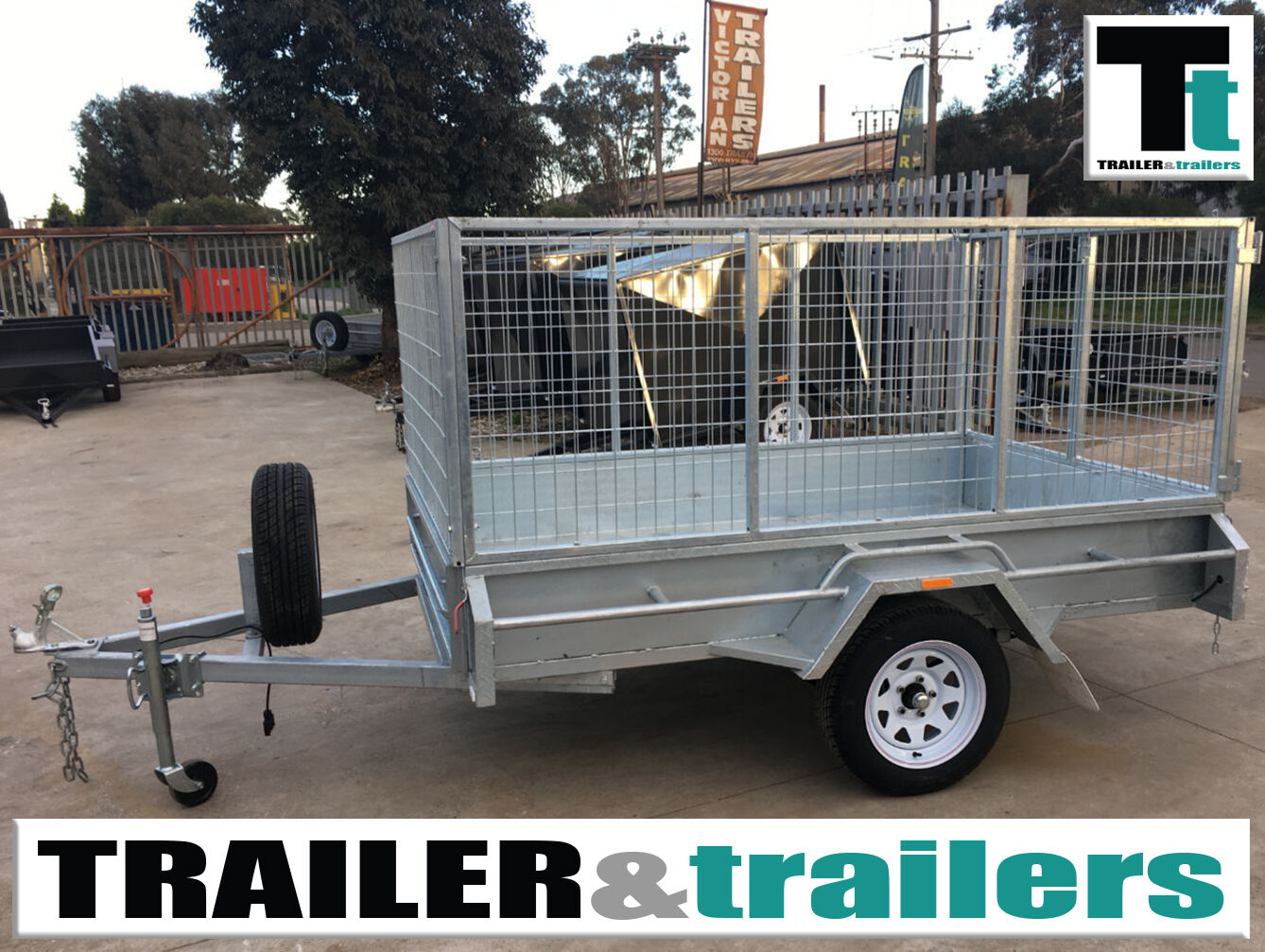 7x5 Single Axle 2Ft Cage Heavy Duty Galvanised Trailer for Sale