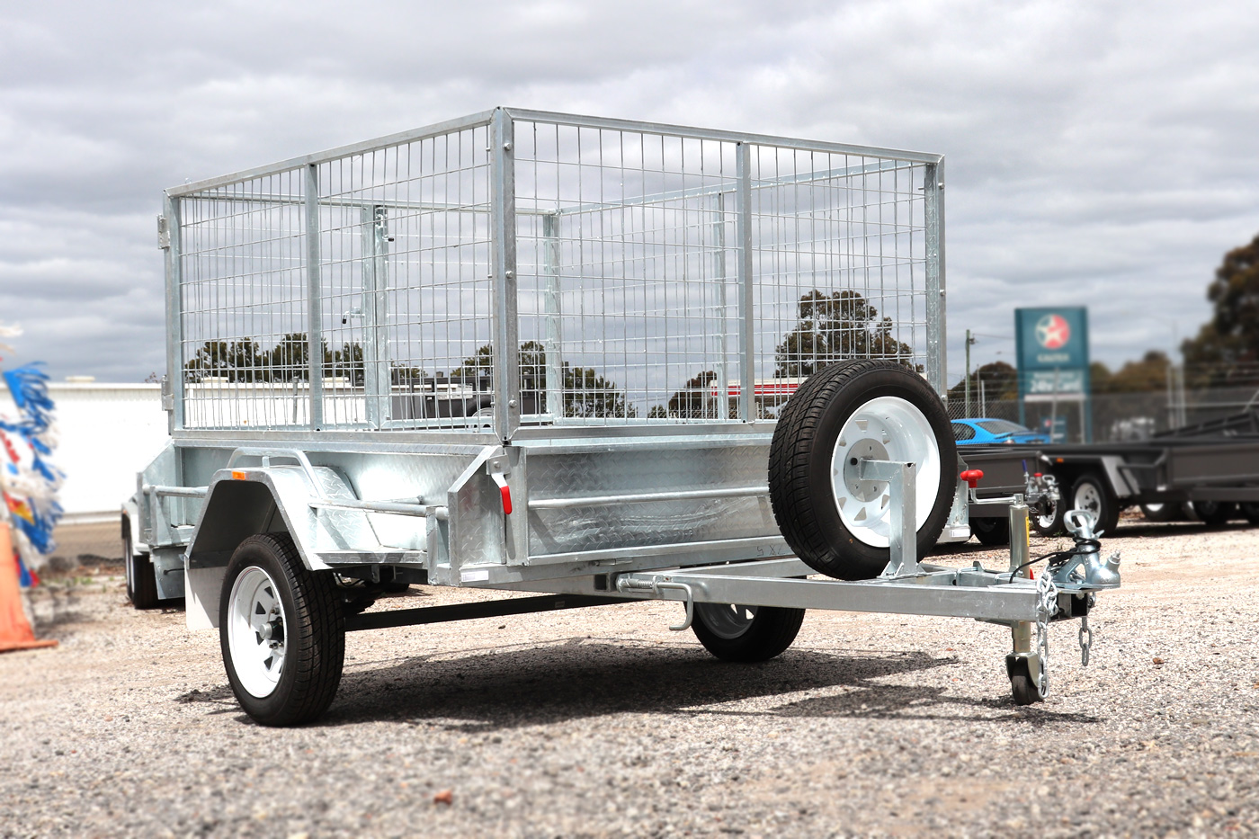 8x5 Single Axle Galvanised Cage Trailer for Sale - Manual Tilt