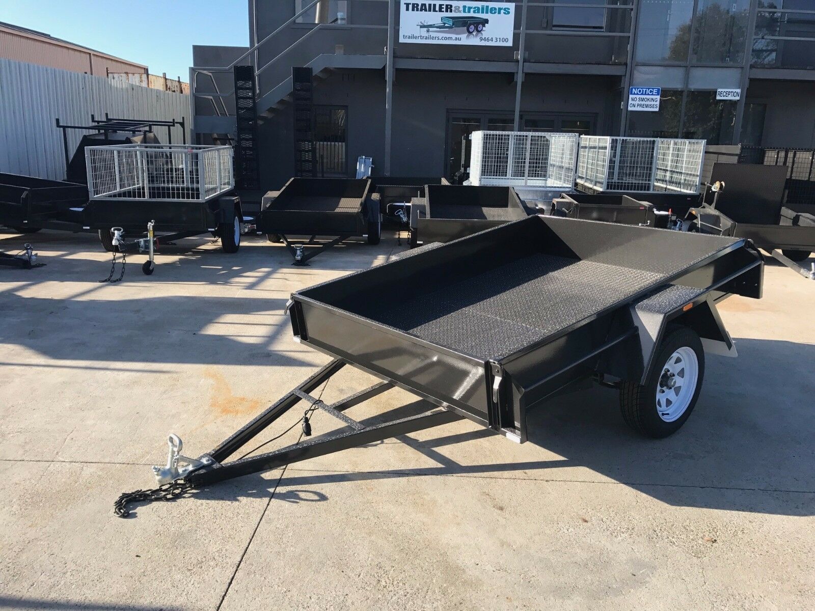 7x5 Single Axle Box Trailer for Sale | Drop Front | Checker Plate Floor ...