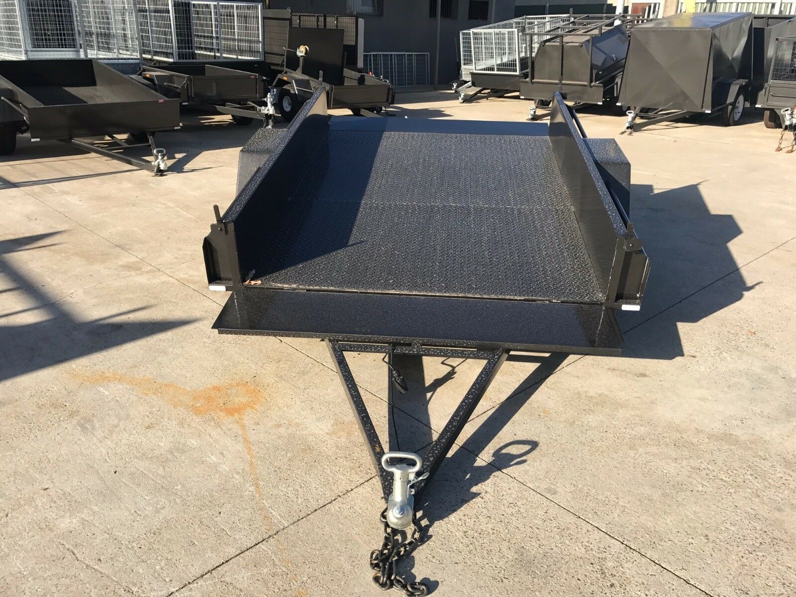 7x5 Single Axle Box Trailer for Sale | Drop Front | Checker Plate Floor ...