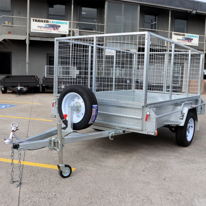 8x5 Single Axle Galvanised Cage Trailer for Sale - Manual Tilt