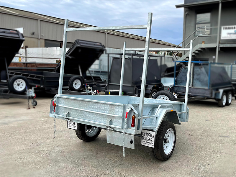 6x4 Single Axle Galvanised Trailer for sale with Ladder Racks