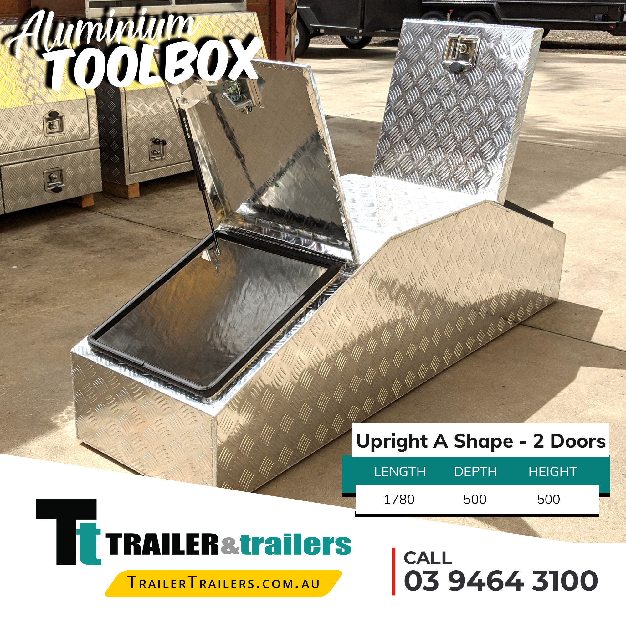 A Shape 2 Doors Trailer UTE Storage Aluminium Toolbox Sale Melbourne