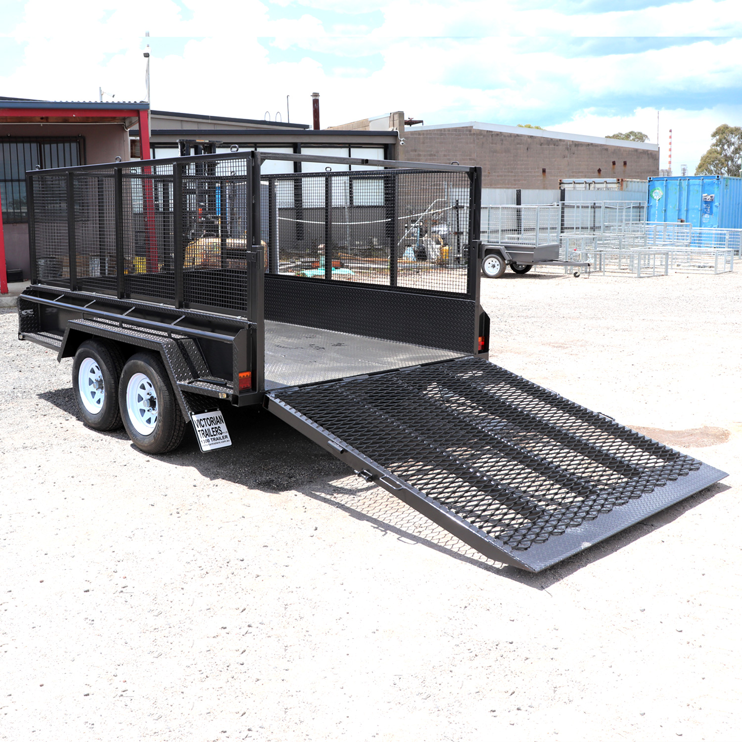 10x6 Heavy Duty Plant Trailer for Sale Drop Down Grid Mesh with Cage