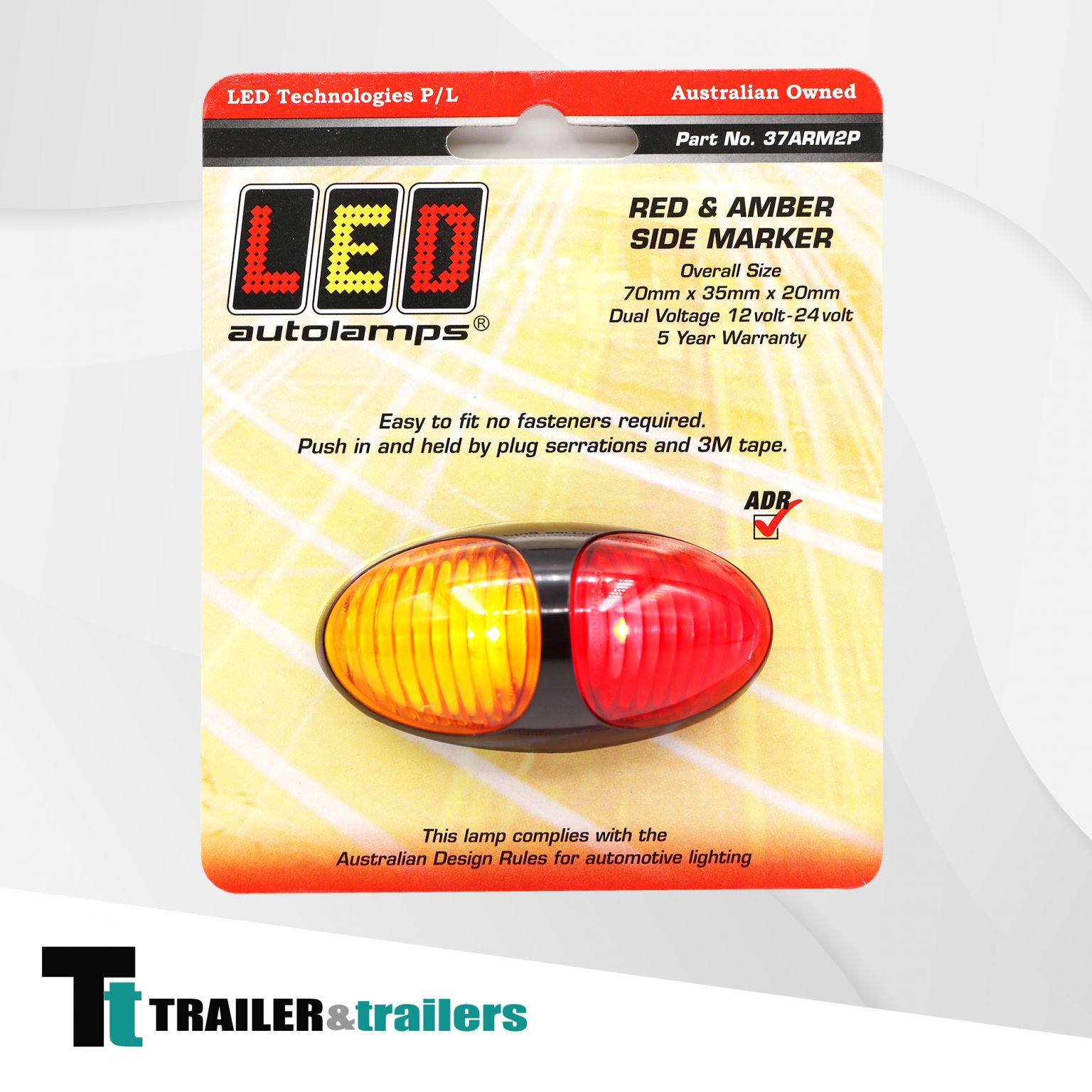 LED Autolamps 5025ARM2 Red and Amber Side Markers for Trailers ...