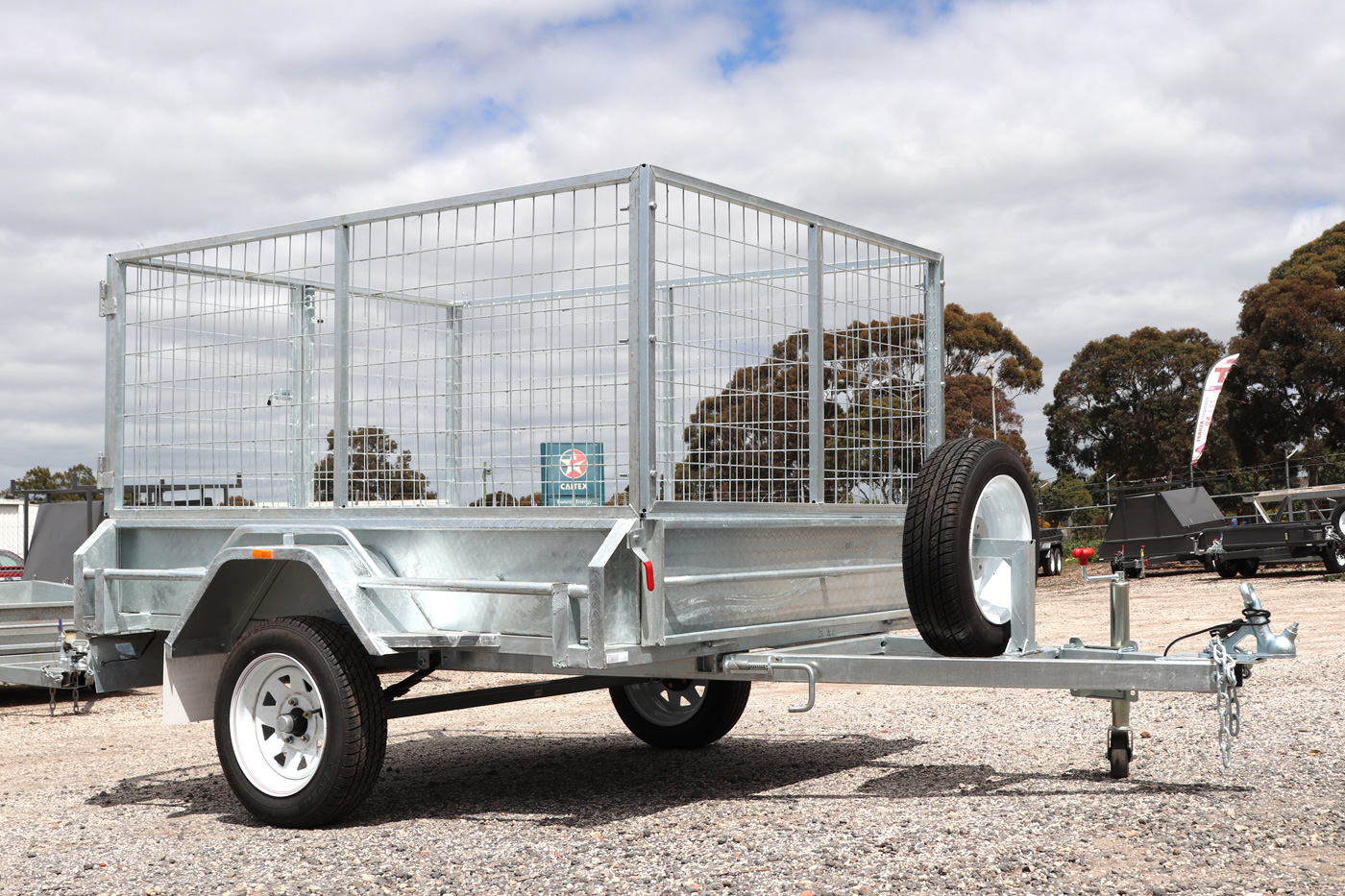 8x5 Single Axle Galvanised Cage Trailer for Sale - Manual Tilt